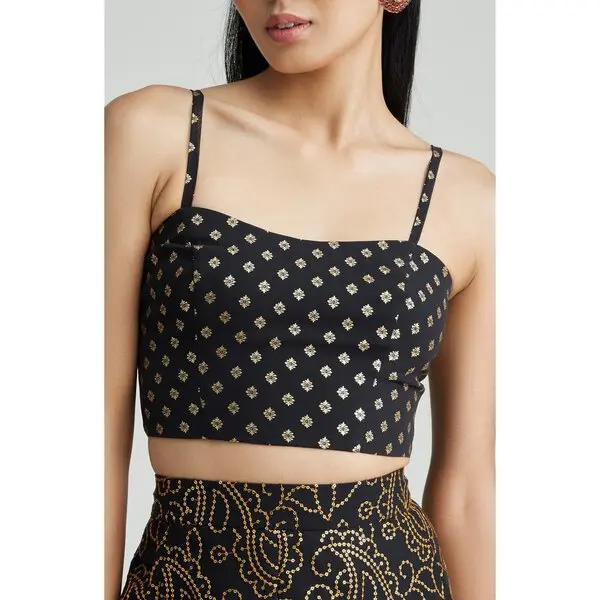 HOLICHIC Eva Brocade Silk Crop Top