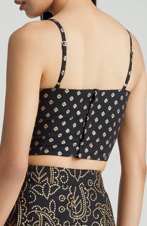 HOLICHIC Eva Brocade Silk Crop Top