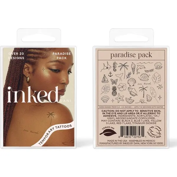 INKED BY DANI Paradise Pack Temporary Tattoos - Black