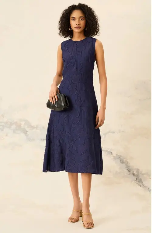 LUXELY Jacquard A-line Midi Dress