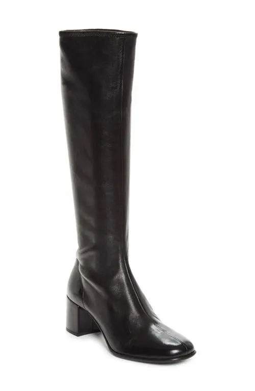 Prada Stretch Leather Knee High Boot - Nero