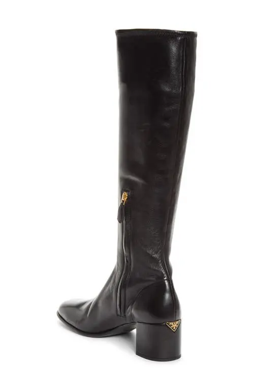 Prada Stretch Leather Knee-high Boots - Nero