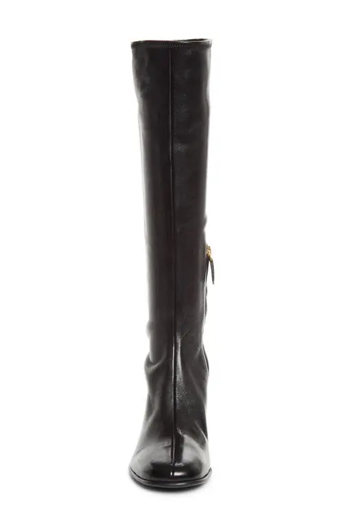 Prada Stretch Leather Knee-high Boots - Nero