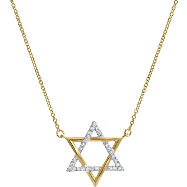 LUVMYJEWELRY 14k Gold Diamond Star Of David Pendant - 14k Yellow Gold