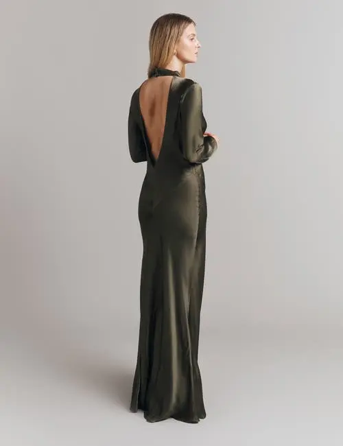 GHOST LONDON Rayna Satin Maxi Dress