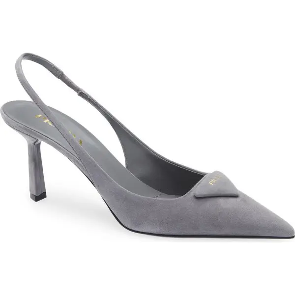 Prada Logo Slingback Pump - Ghiaia