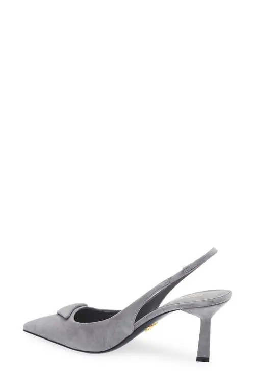 Prada Logo Slingback Pump - Ghiaia