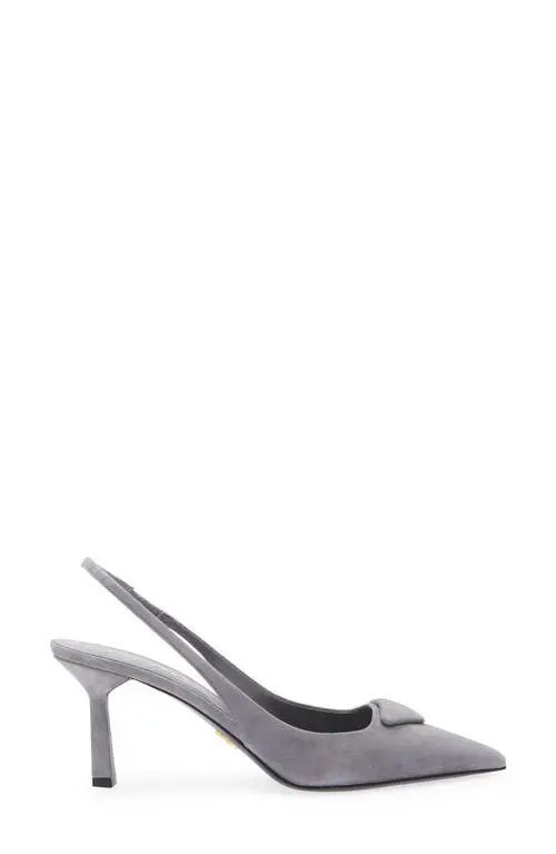 Prada Logo Slingback Pump - Ghiaia