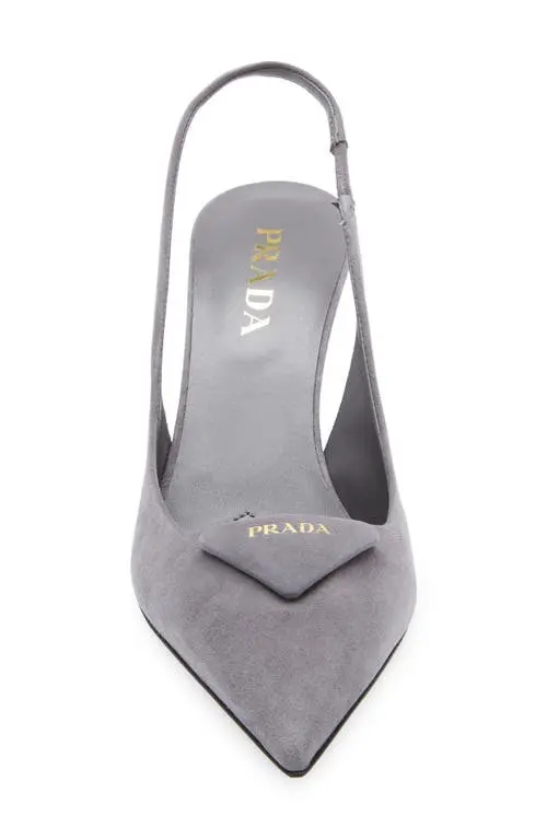 Prada Logo Slingback Pump - Ghiaia