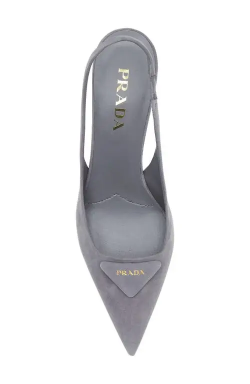 Prada Logo Slingback Pump - Ghiaia