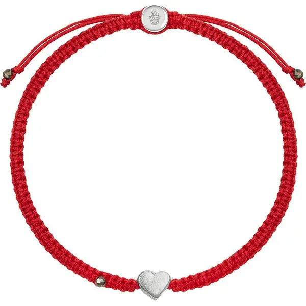 KARMA AND LUCK Protected Lovered String Heart Charm Bracelet - Red/silver