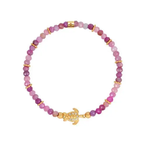 KARMA AND LUCK Ruby Turtle Charm Bracelet - Pink/purple