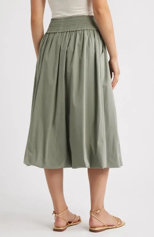 Wit & Wisdom Smocked Waist Bubble Hem Midi Skirt - Deep Seagrass