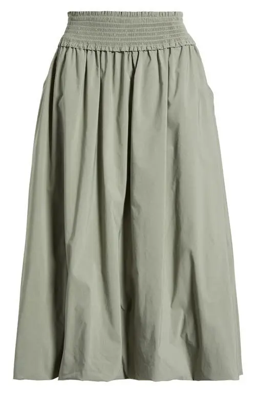 Wit & Wisdom Smocked Waist Bubble Hem Midi Skirt - Deep Seagrass