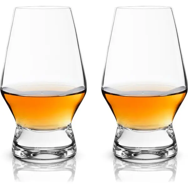VISKI Raye Crystal Footed Scotch Glasses Set Of 2 - Clear