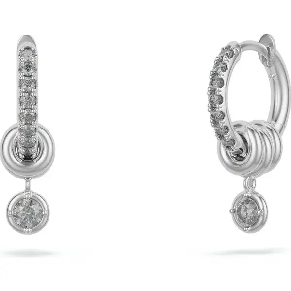 SPINELLI KILCOLLIN Zahra Grey Diamond Pavé Huggie Hoop Earrings - Silver