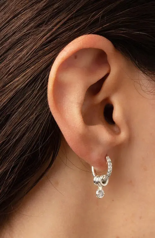 SPINELLI KILCOLLIN Zahra Grey Diamond Pavé Huggie Hoop Earrings - Silver