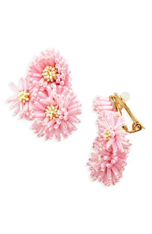 Oscar De La Renta Beaded Pompom Flower Clip-on Earrings - Lily