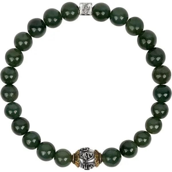 KARMA AND LUCK Jade Mantra Bracelet - Green/silver