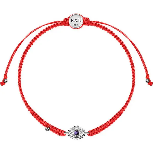 KARMA AND LUCK Amethyst Evil Eye Red String Bracelet - Red/silver