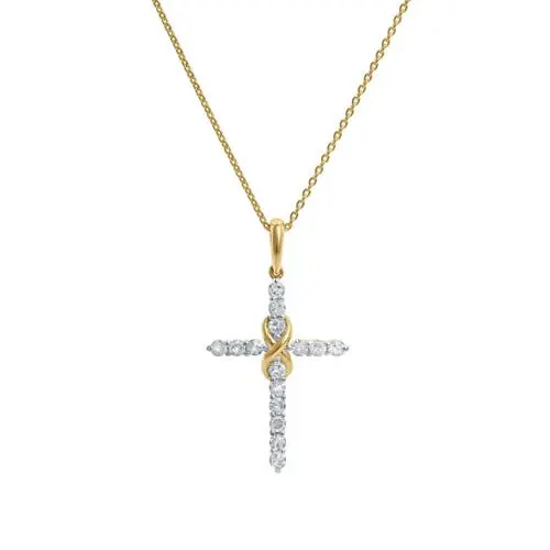 LUVMYJEWELRY Isola 14k Gold Diamond Cross Pendant 0.24 Ct - 14k Yellow Gold