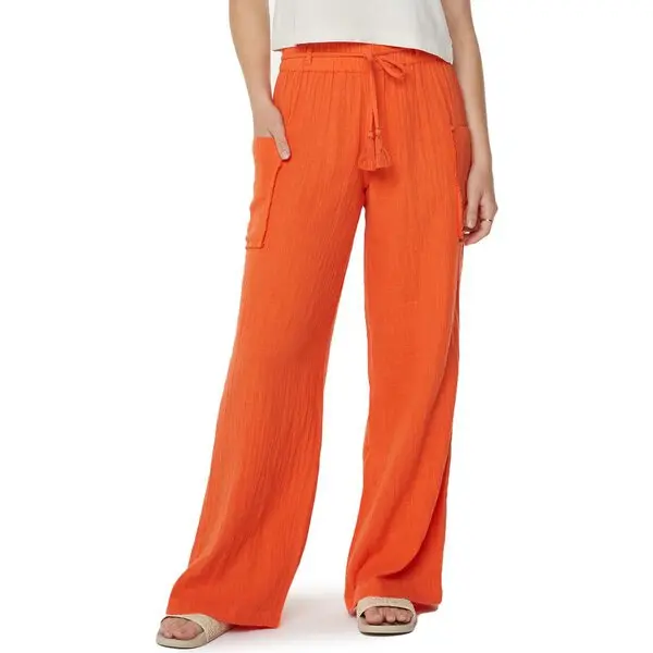 Roxy Wide-leg Cotton Pants - Tigerlily Solid