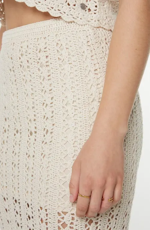 Roxy Sea Swirl Crochet Midi Skirt - Parchment Solid