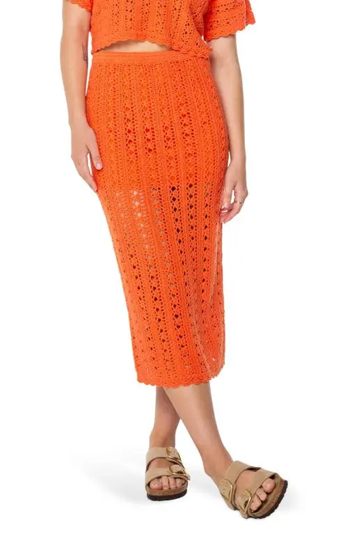 Roxy Sea Swirl Crochet Midi Skirt - Tigerlily Solid