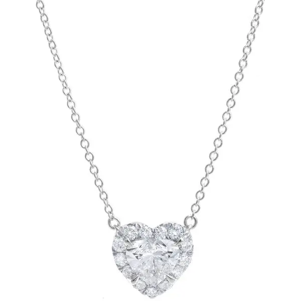 LUVMYJEWELRY Alessa 14k Gold 1.5 Tcw Lab Grown Diamond Heart Pendant Necklace - 14k White Gold