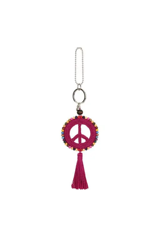 THE SAK Yarn Charmz Crochet Peace Dangle - Pinkberry