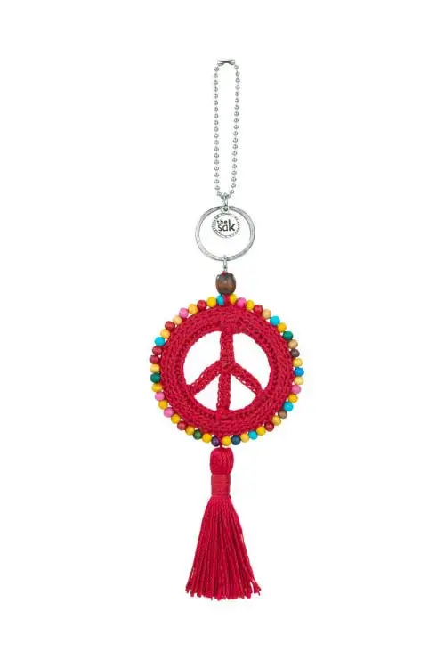 THE SAK Yarn Charmz Crochet Peace Dangle - Rocket Red