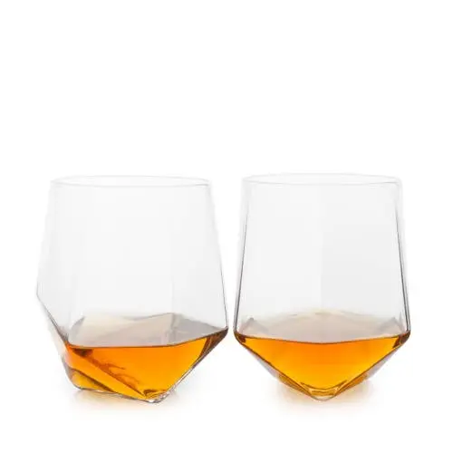 VISKI Seneca Crystal Faceted Tumblers Set Of 2 - Clear