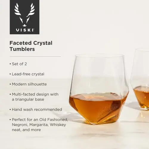 VISKI Seneca Crystal Faceted Tumblers Set Of 2