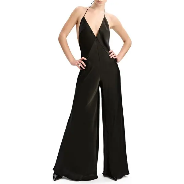 Bardot Keaton Wide Leg Halter Jumpsuit - Black