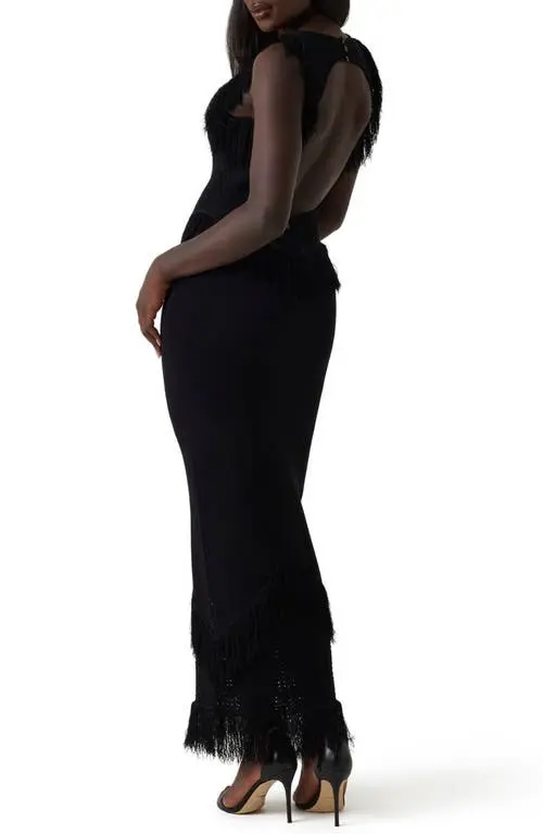 Guess Luisa Fringe Maxi Knit Dress