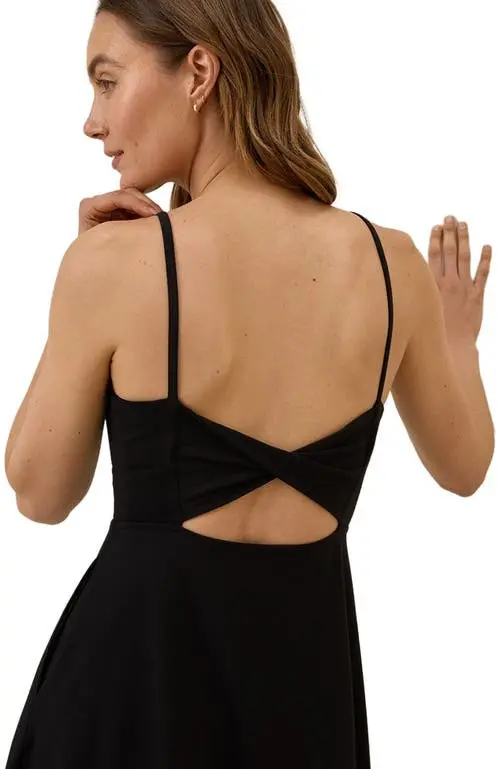 PACT Organic Cotton Fit & Flare Twist Back Dress - Black
