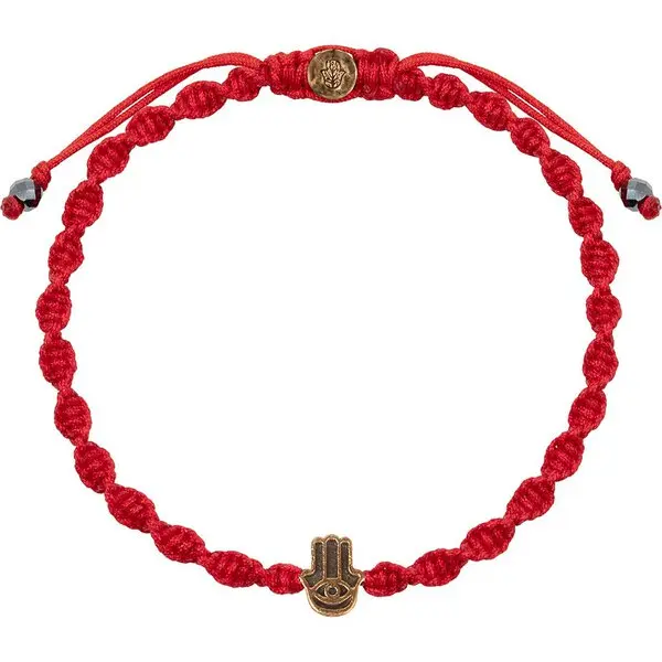 KARMA AND LUCK Hamsa Red String Charm Bracelet - Red/bronze