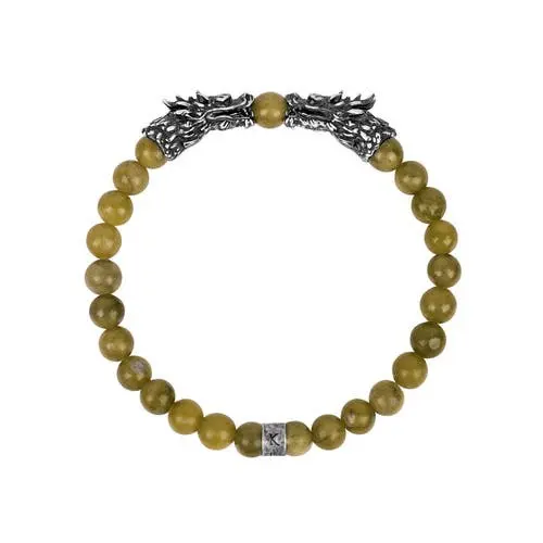 KARMA AND LUCK Dragon's Valor Jade Bracelet - Pastel Green/silver