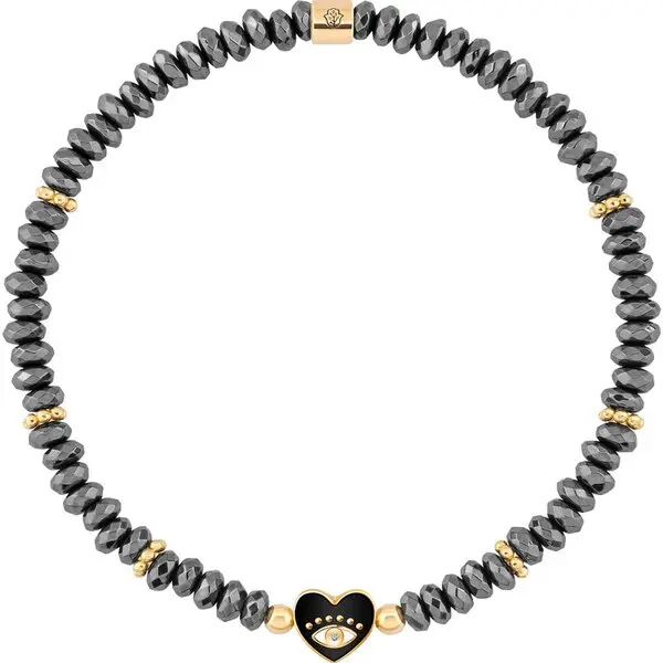 KARMA AND LUCK Heartfelt Gaze Beaded Bracelet - Grey/black/gold