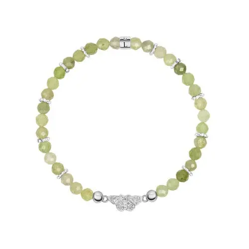 KARMA AND LUCK Jade Butterfly Charm Bracelet - Pastel Green/ Silver