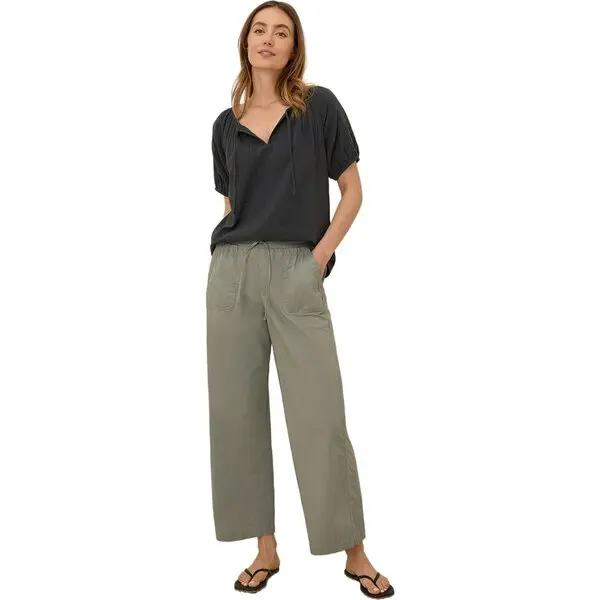 PACT Organic Cotton Poplin Wide Leg Trousers - Shadow