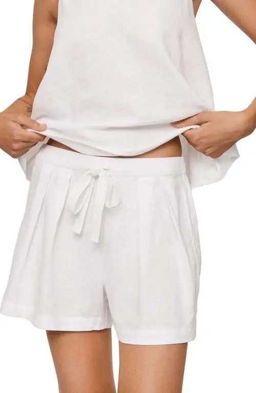 Eberjey Relaxed Tie Waist Linen Blend Shorts - White