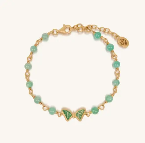 KARMA AND LUCK Free Spirit Amazonite Butterfly Bracelet - Gold/turquoise