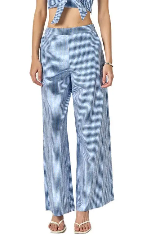 English Factory Check Wide-leg Pants - Blue