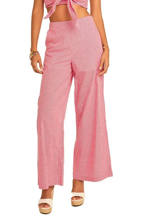 English Factory Check Wide-leg Pants - Red