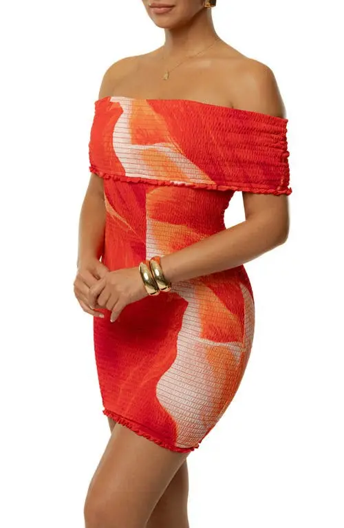 JLUXLABEL Smocked Off-the-shoulder Mini Dress