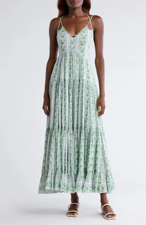 ALICIA BELL Scarlett Tiered Cover-up Maxi Dress - Open Green