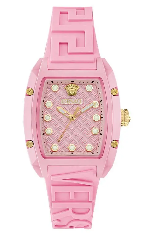Versace Dominus Ceramic Strap Watch - Pink