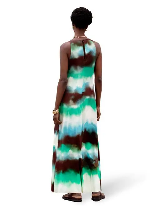 RO&ZO Sleeveless Printed Maxi Dress - Green Watercolour