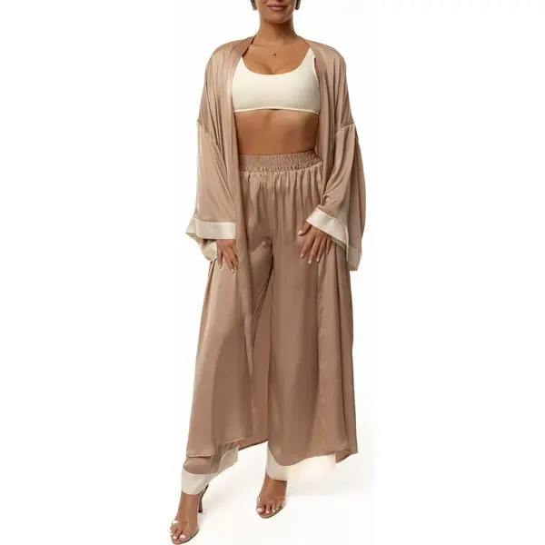JLUXLABEL Nola Satin Maxi Duster - Beige